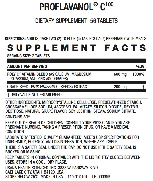 USANA Proflavanol C-200 with Vitamin C